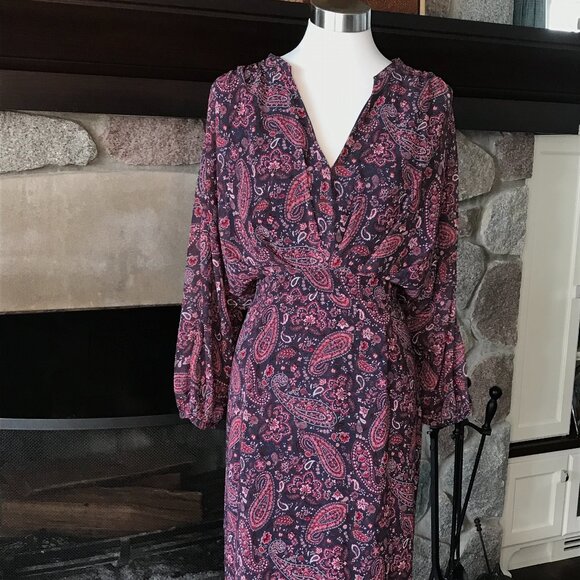 Iris Setlakwe | Dresses | Iris Setlakwe Pink Paisley Boho Navy Dress ...